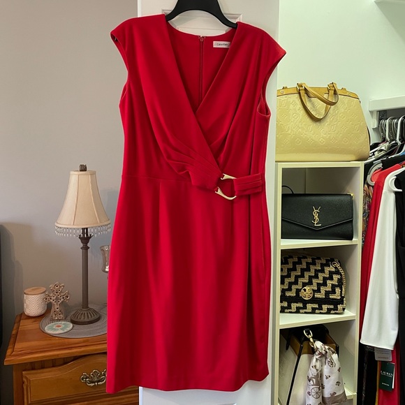 Calvin Klein | Dresses | Calvin Klein Red Dress | Poshmark